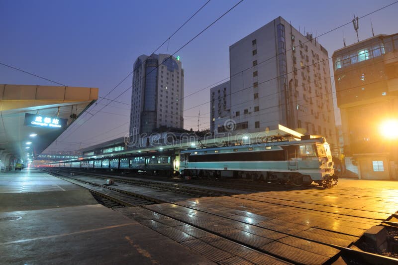 Train at night stock image. Image of front, chinese, connection - 35569469