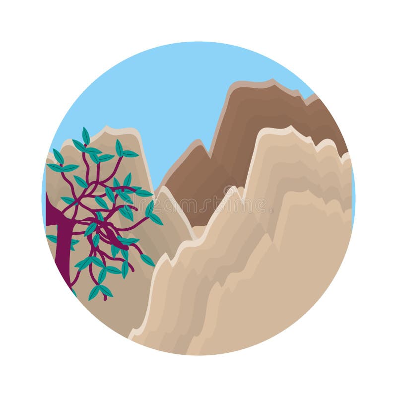 Chinese Tree Natural with Landscape Stock Illustration - Illustration ...