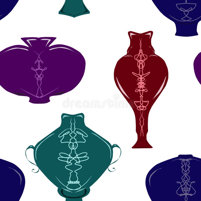 Chinese Vases, Stylized Pattern. Stock Vector - Illustration of ...