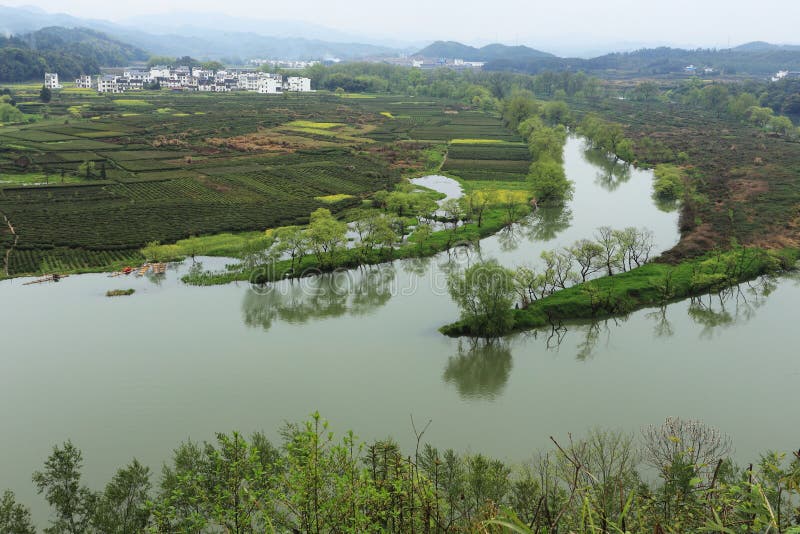 Chinese village in spring stock photo. Image of meadow - 30093672