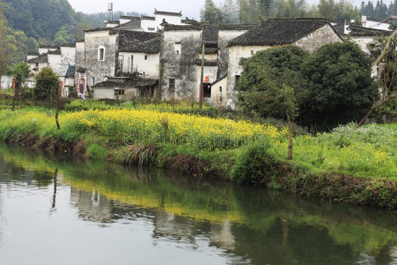 Chinese village in spring stock image. Image of diesel - 30093685