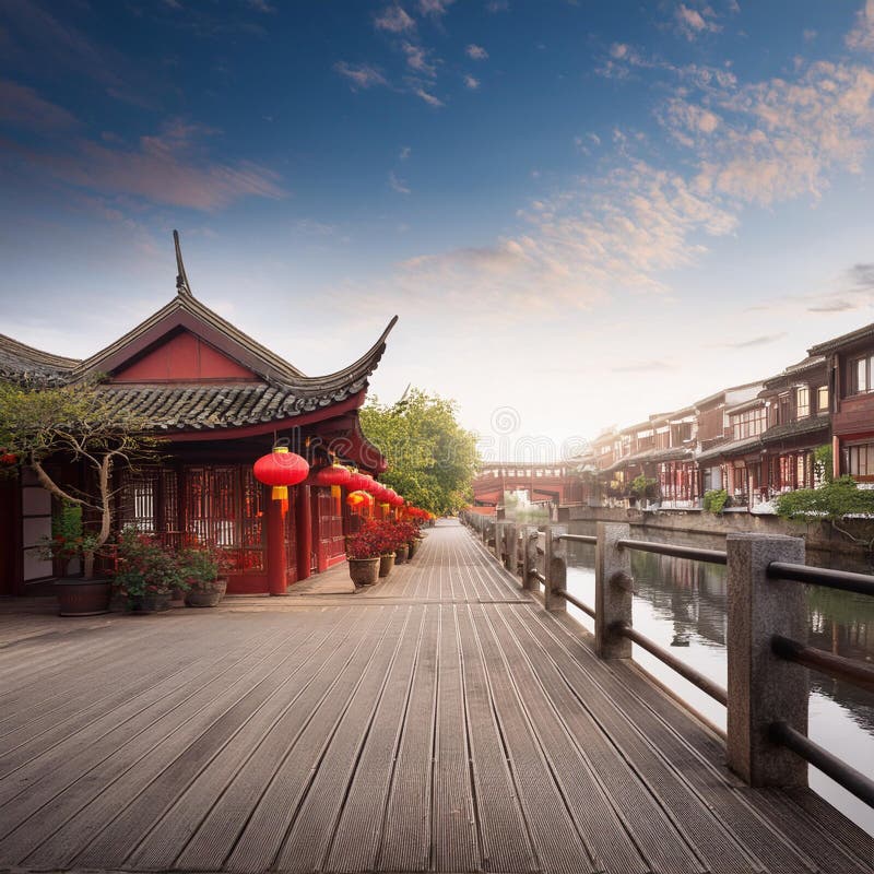 Chinese Walkway, AI Generated Stock Illustration - Illustration of ...