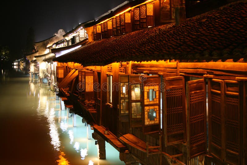 Chinese water village editorial stock photo. Image of zhou - 21386953