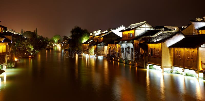 The Chinese Watery Town Buildings Stock Image - Image of landing ...