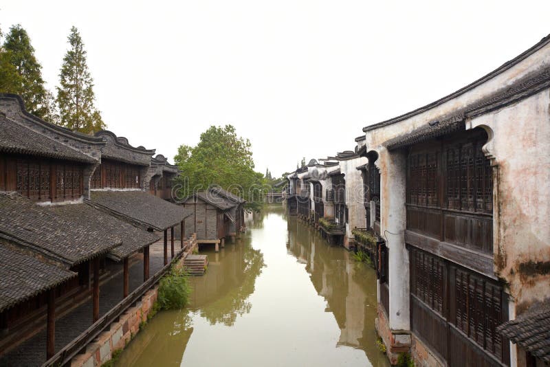 The Chinese Watery Town Buildings Stock Photo - Image of house, ancient ...