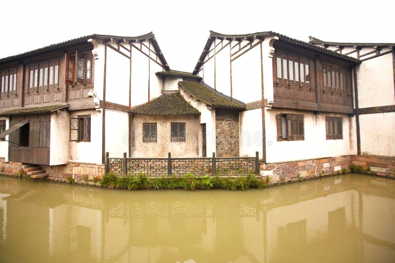 The Chinese Watery Town Buildings Stock Image - Image of landing, house ...