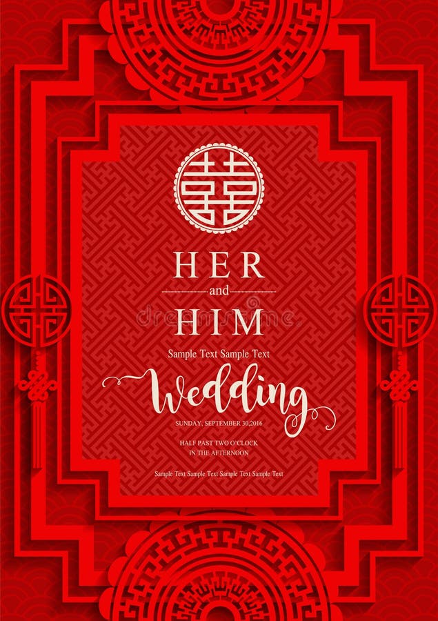Chinese Oriental Wedding Invitation Card Templates. Stock Vector ...