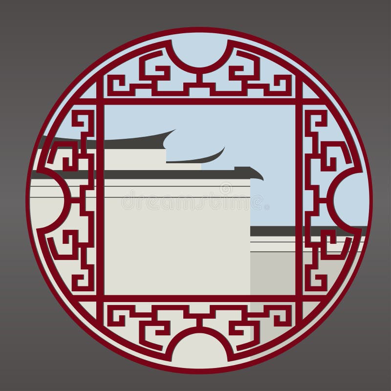 Chinese Window Frame, Ancient Building Stock Vector - Illustration of ...