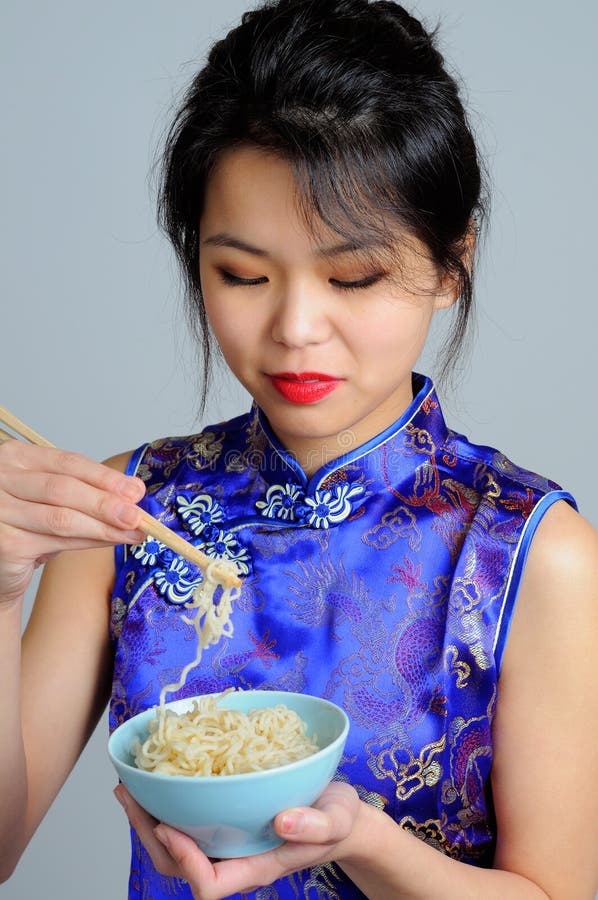 Chinese Woman stock image. Image of bowl, wooden, dress - 17959531