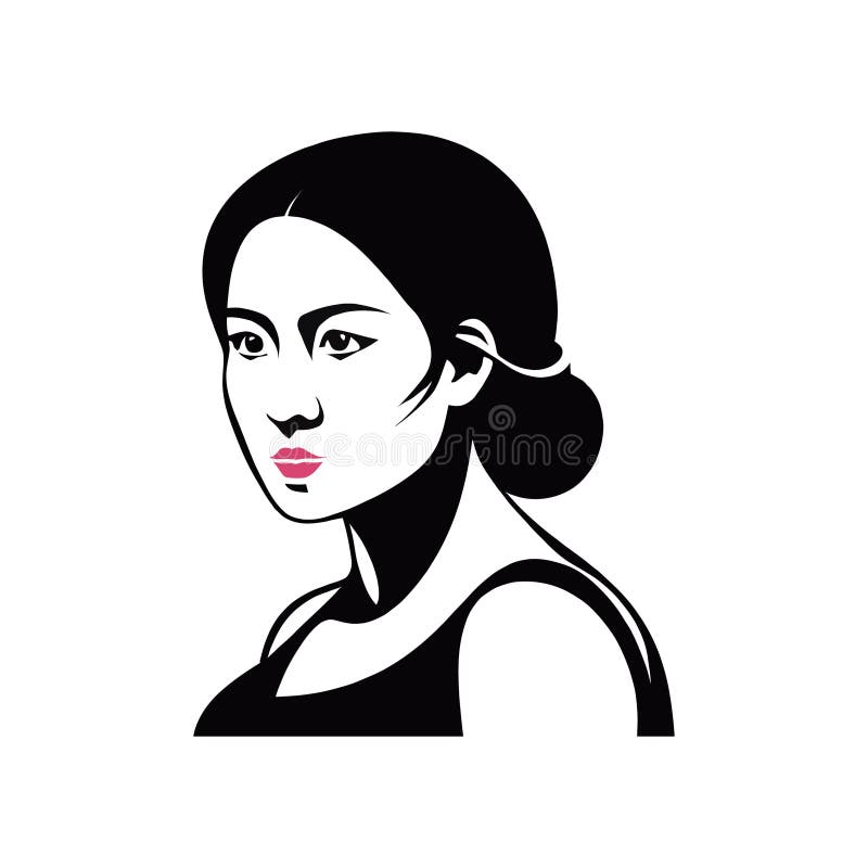 Chinese Woman Face - Flat Portrait Vector Logo Stock Vector ...