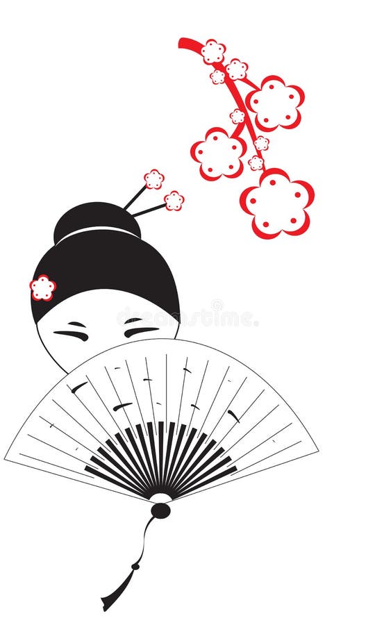 Chinese Woman With A Fan Stock Illustration Illustration Of Female
