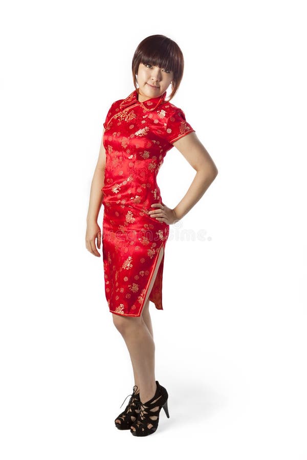 Chinese Model in Traditional Cheongsam Dress Stock Image - Image of ...