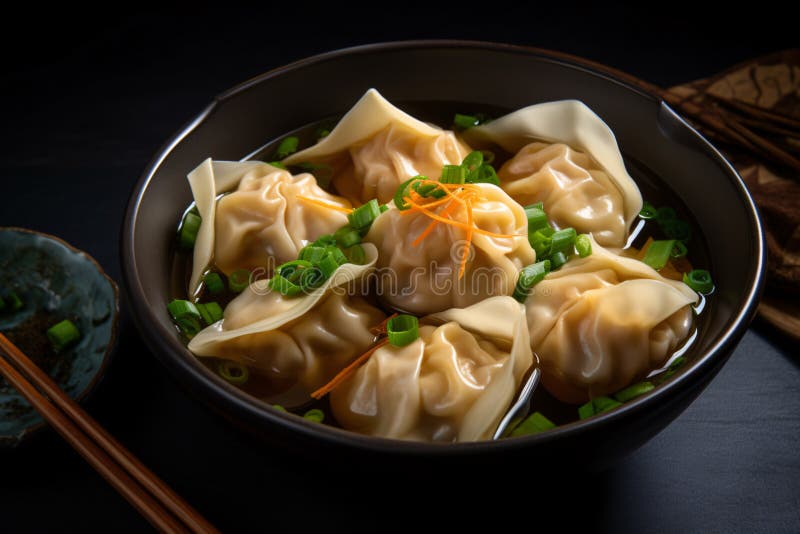 Chinese Won Ton soup stock illustration. Illustration of cuisine ...