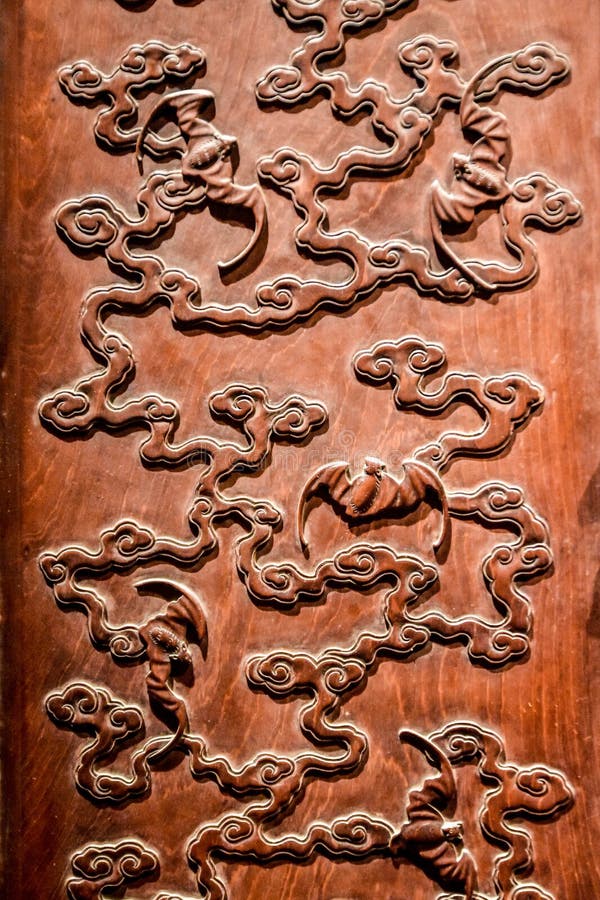 Golden Dragon(Chinese: Long) Wood Carving Stock Photo - Image of ...