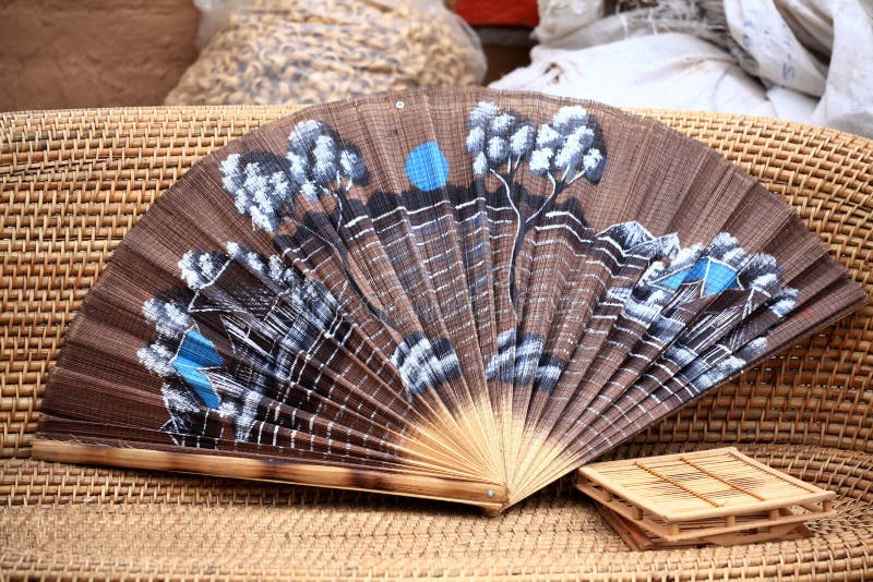Chinese wooden hand fan stock image. Image of painted - 21632123