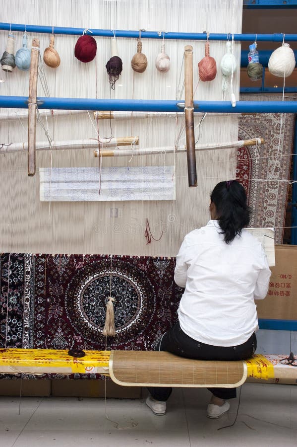 Chinese Worker, Weaving Silk Carpet Shanghai China Editorial Stock ...