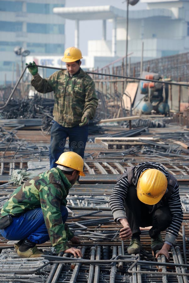 Chinese Workers Construct Viaduct Editorial Photo - Image of hard ...