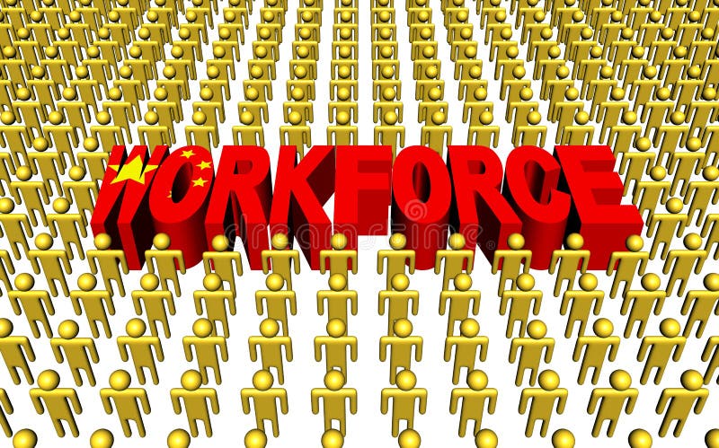 Chinese Workforce with Flag Text Stock Illustration - Illustration of ...