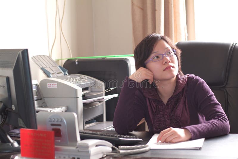 Chinese Working Woman stock photo. Image of person, screen - 4691448