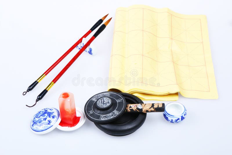 Chinese Writing Brushes and Inkstone Stock Image - Image of culture ...