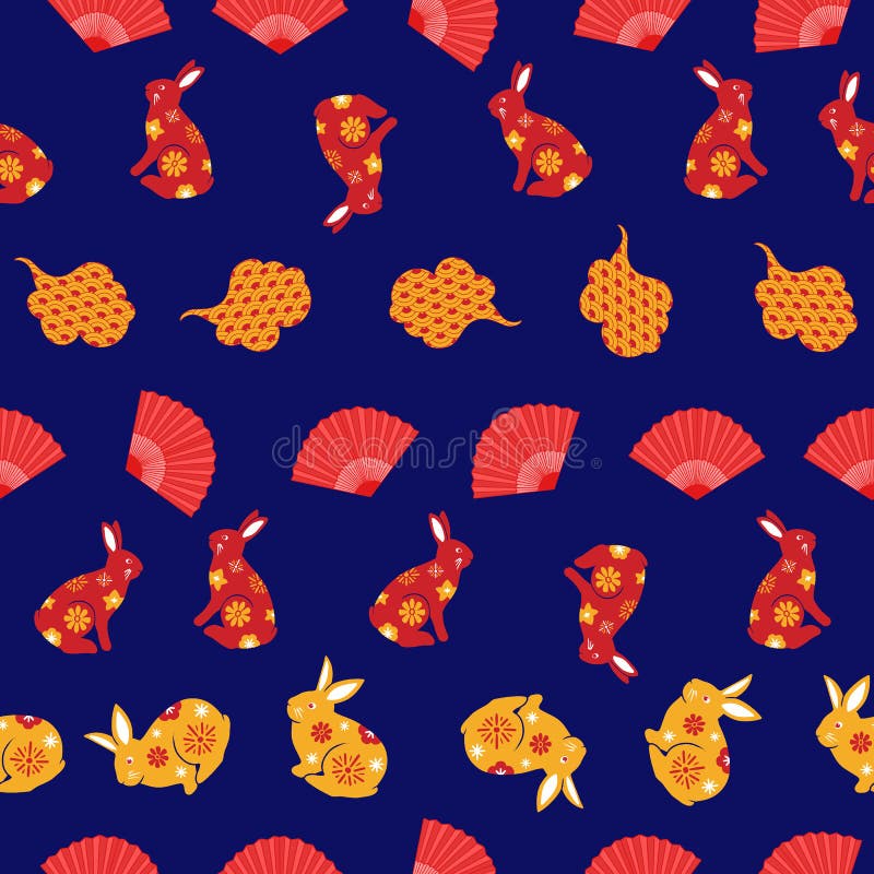 Chinese Year of the Rabbit 2023 Repeat Pattern Design Stock Vector ...