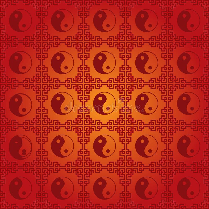 Chinese Yin Yang Pattern Red and Cream New Year Background Stock Vector ...