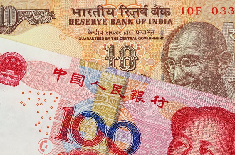 Chinese 100 Yuan Bank Note with 10 Indian Rupee Stock Image - Image of ...