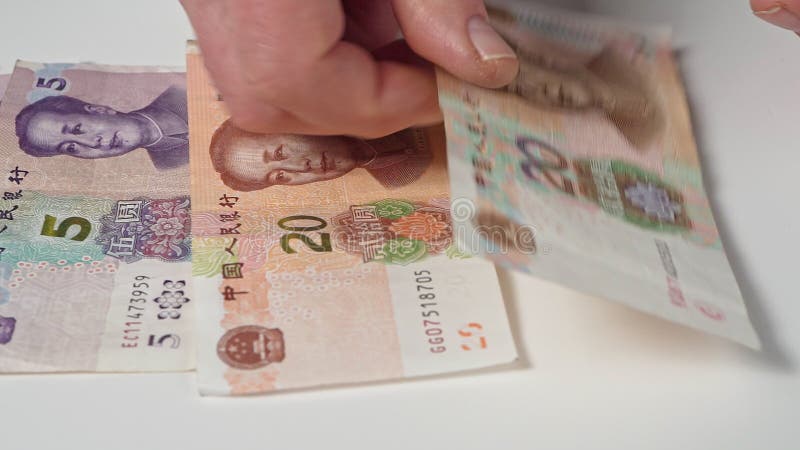 Chinese yuan banknotes stock video. Video of foreign - 373904763