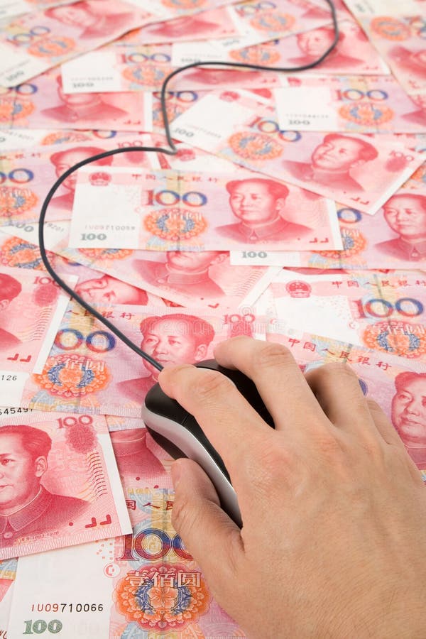 Chinese Yuan and Computer Mouse Stock Photo - Image of banking, savings ...