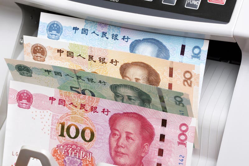 Chinese Yuan in a Counting Machine Stock Image - Image of currency ...