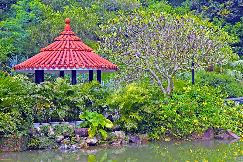 Chinese zentuin stock afbeelding. Image of tropisch, pagode - 34366953