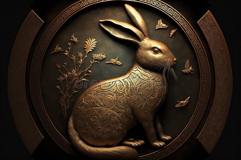 Chinese Zodiac of Rabbit Year. Generative AI Stock Illustration ...