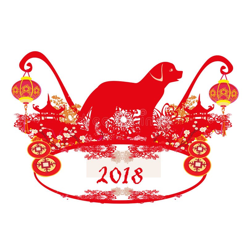 Chinese Zodiac the Year of Dog Stock Vector - Illustration of asia ...