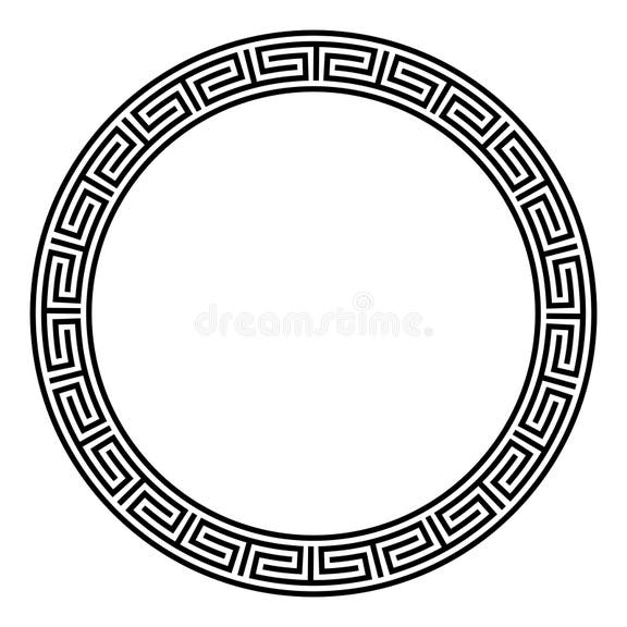 Chinese Meander Pattern, Circle Frame, Decorative Round Border Stock ...