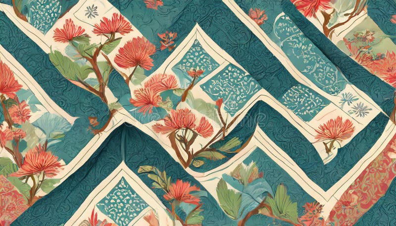 Chinoiserie Blanket Wallpaper Pattern Stock Illustration - Illustration ...