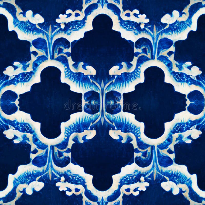 Chinoiserie Chinese Vase Blue Seamless Pattern Stock Illustration ...