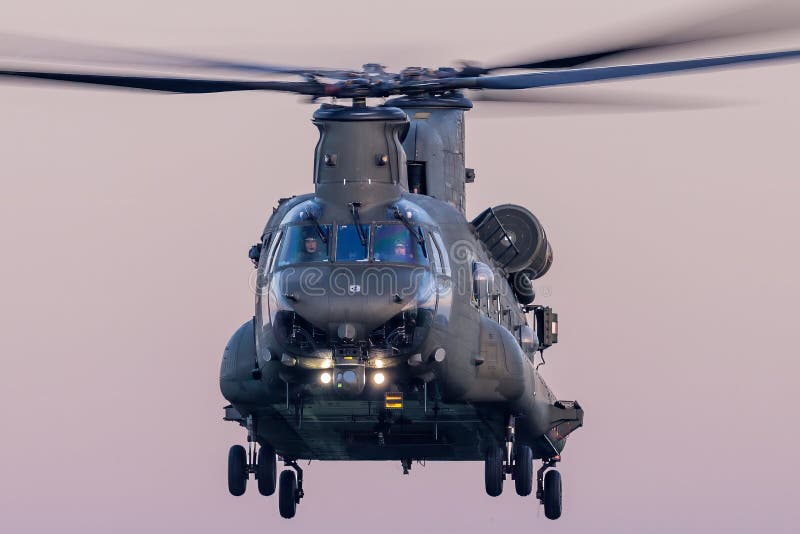 Chinook Helicopter Front View: Power and Precision in Flight Editorial ...