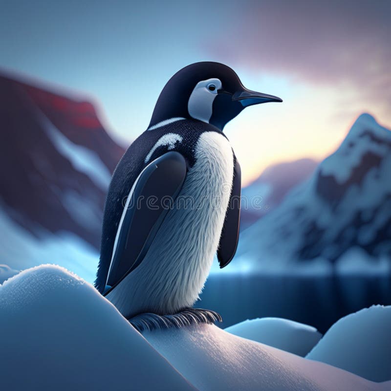 Chinstrap Penguin on the Snow, 3d Render Illustration Generative AI ...