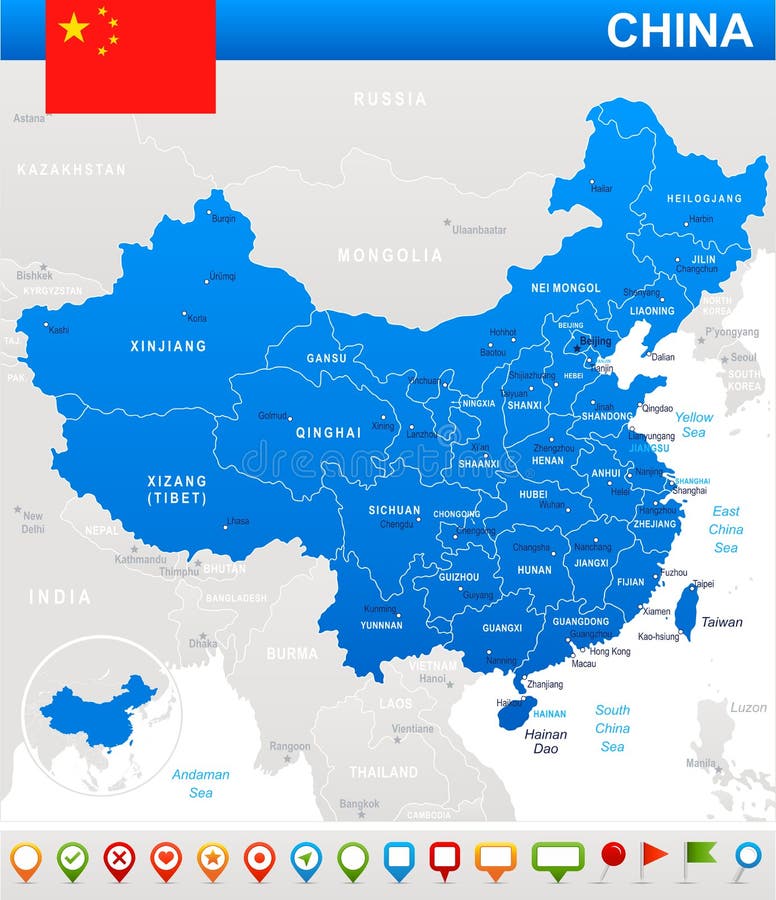 Chiny - Mapa I Flaga - Ilustracja Ilustracja Wektor - Ilustracja ...