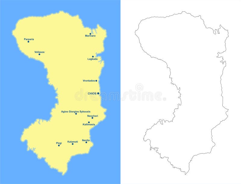 Chios Island Map - Cdr Format Stock Illustration - Illustration of ...