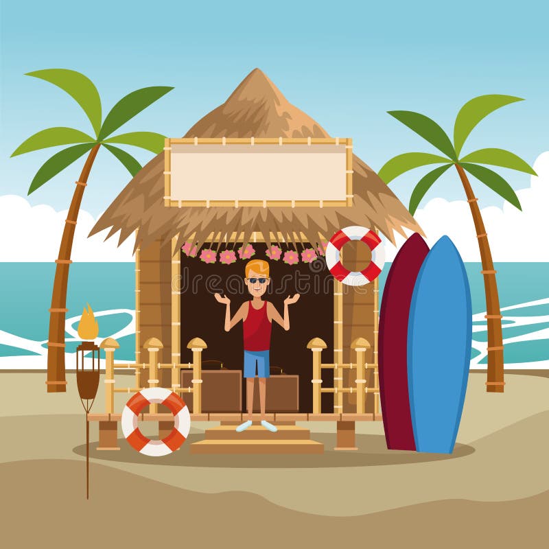 Chiosco alla spiaggia illustrazione vettoriale. Illustrazione di giorno ...