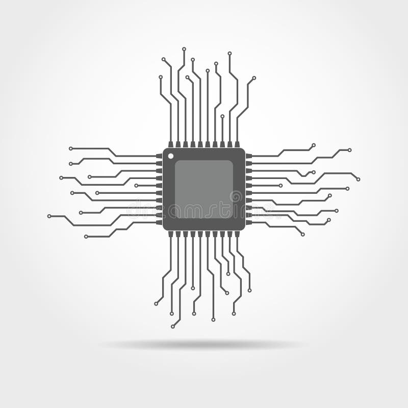 Chip with Circuit Board. Vector Illustration. Stock Illustration ...