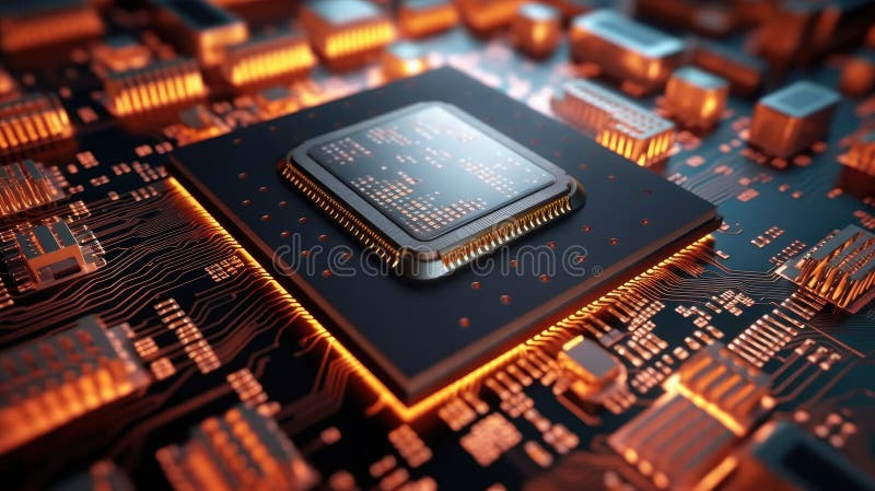 Chip Compute CPU Data. Generative AI Stock Illustration - Illustration ...