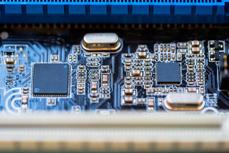 PC Motherboard with Chips, Transistors and Microprocessors Stock Photo ...