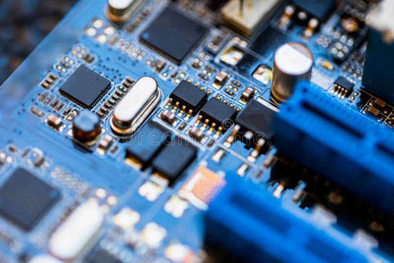 PC Motherboard with Chips, Transistors and Microprocessors Stock Photo ...