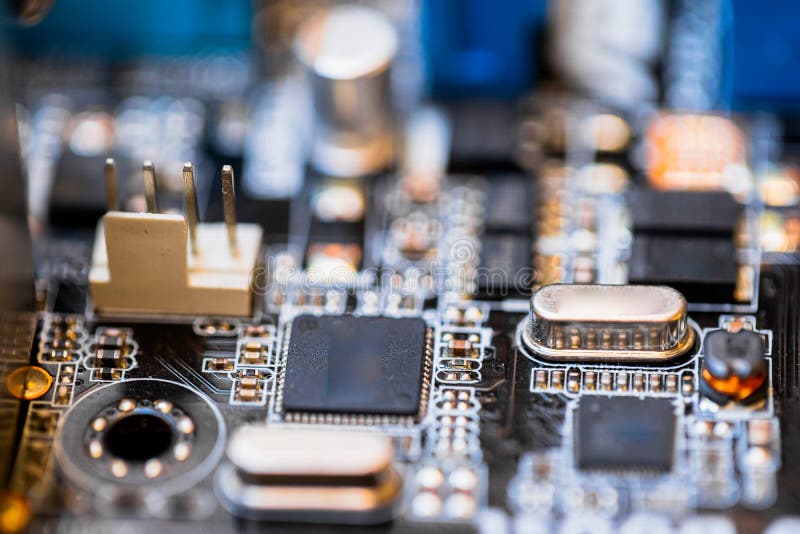 PC Motherboard with Chips, Transistors and Microprocessors Stock Photo ...