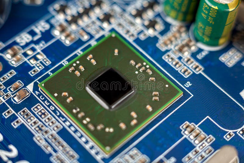 A Chip in a Computer with Many Electrical Elements, a CPU, a GPU, a ...