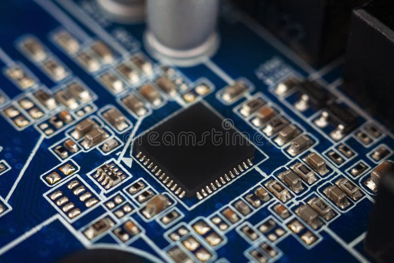 The Chip in a Computer with Many Electrical Elements, a CPU, a GPU, a Microchip in an Electronic ...