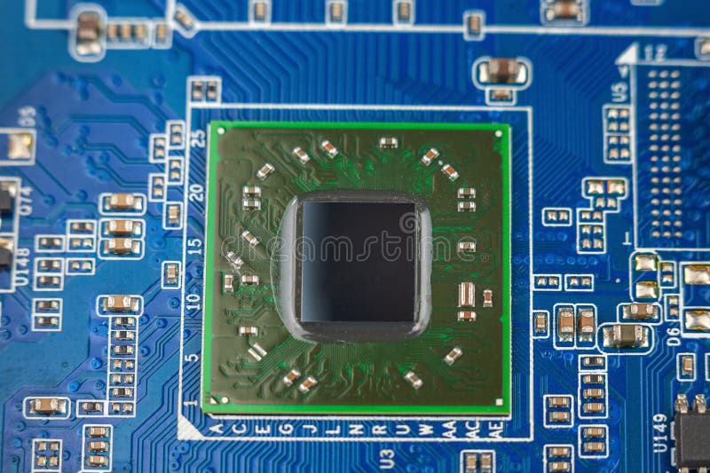 A Chip in a Computer with Many Electrical Elements, a CPU, a GPU, a ...