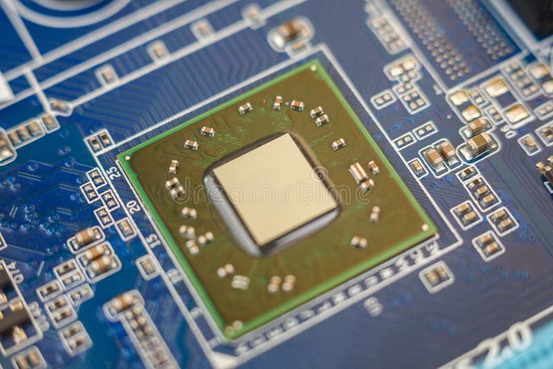 A Chip in a Computer with Many Electrical Elements, a CPU, a GPU, a ...